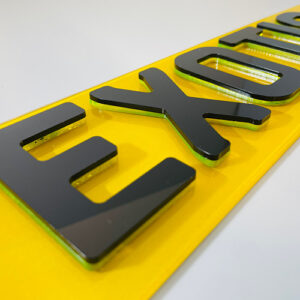 4D Black Neon Green Replacement Number Plates | Exotic Plates
